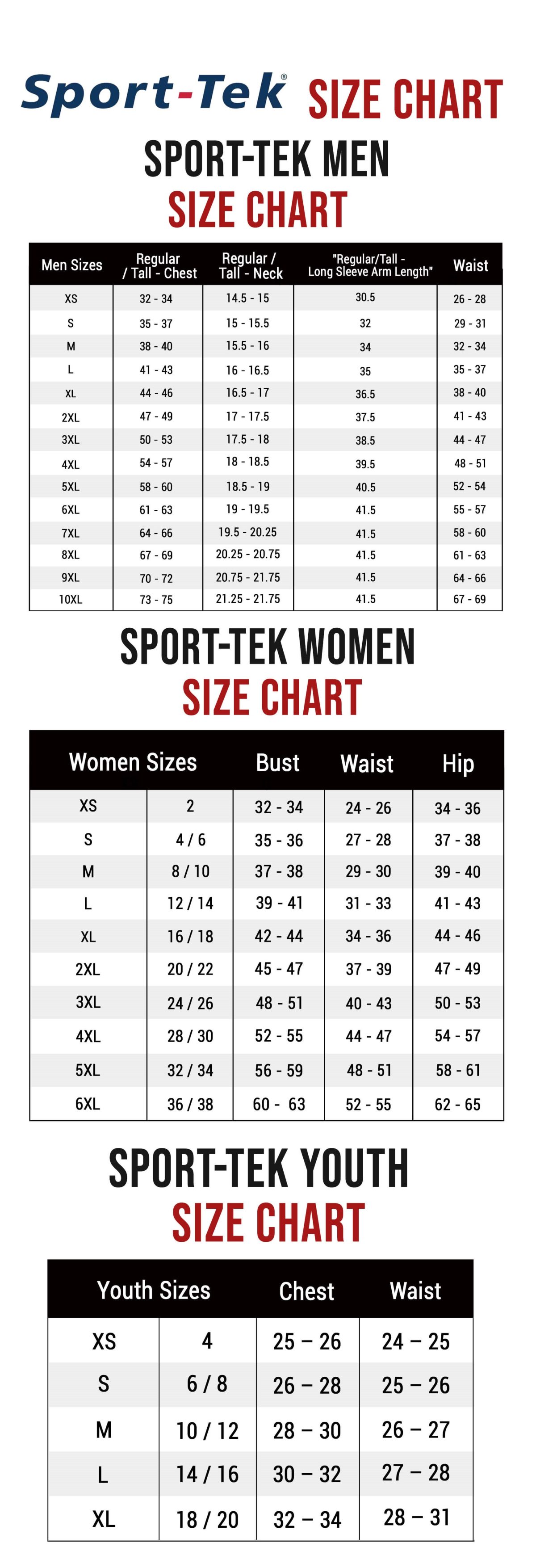 Sport-Tek Size Chart for Accurate Sizing Knowledge